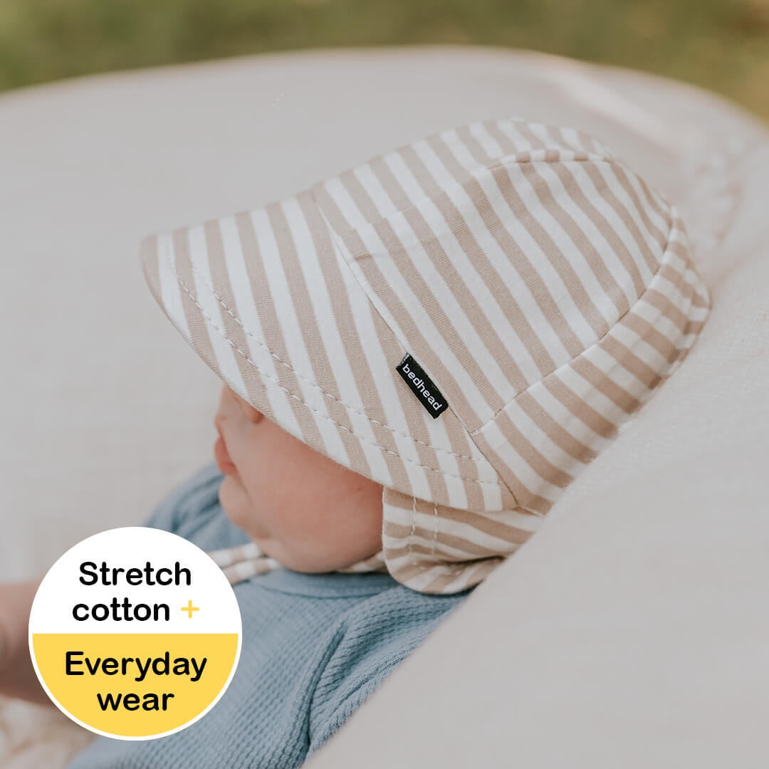 Natural Stripe - Legionnaire Flap Sun Hat - Bedhead Hats – Wanderluxe Lane
